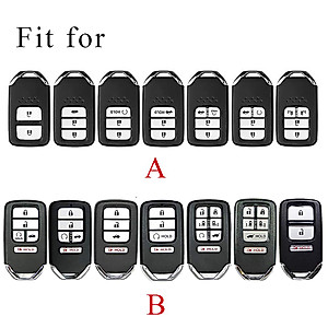 ontto for Honda Key Fob Cover Case Jacket Stylish Key Holder Sleek Metal Shell with Leather Keychain Compatible with Honda Accord Civic CR-V CRV Black