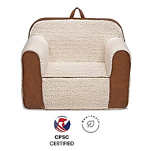 Delta Children Cozee Sherpa Chair for Kids, Cream Sherpa/Faux Leather