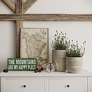 Barnyard Designs 'Mountains' Wooden Box Sign Motivational Desk Decor, Primitive Decor Office Desk Decorations for Women Office Bathroom Shelf Decor Inspirational Desk Decor, 12x5