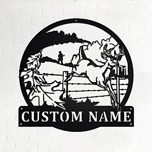 INDOCHI Custom Buck Deer Metal Wall Art, Personalized Buck Deer Name Sign Decoration For Room, Buck Deer Home Decor, Custom Buck Deer