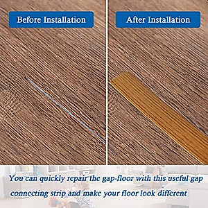 Floor Transition Strip Floor Cover Strips Self Adhesive Flooring Transitions Laminate Floor Strip 2" Wide Vinyl Floor Flat Divider Strip Elegant Wood Grain Design (10Ft, Light Brown)
