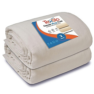 Textila Canvas Drop Cloth for Painting (Size 6x9 Feet - Pack of 2) Painters Drop Cloth for Painting, Furniture, Crutains & Floor Protection - All Purpose Thick Canvas tarp with Double Stitched Edges