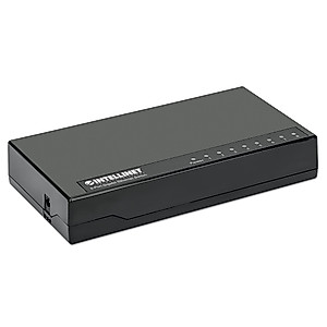 Intellinet 8 Port Gigabit Ethernet Switch – 10 / 100 / 1000 Mbps - Computer Desktop Internet Networking Splitter LAN Hub Router – Unmanaged – Plug & Play - Fanless Quiet – 3 Yr Mfg Warranty – 561754