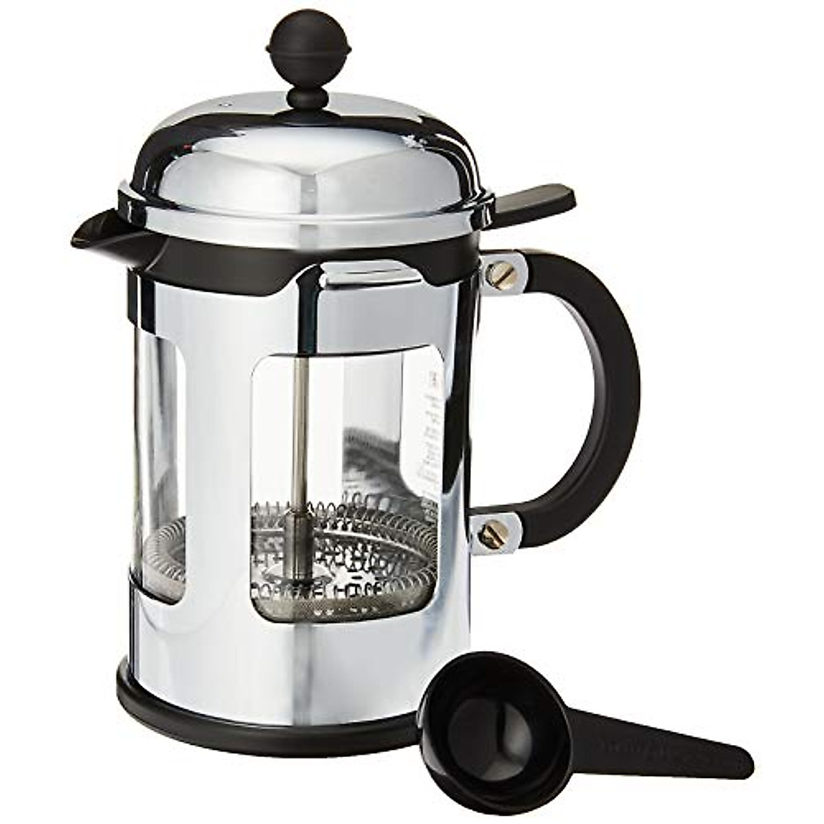 Bodum Chambord 4 Cup French Press Coffee Maker with Locking Lid Stainless Steel, 17-Ounce