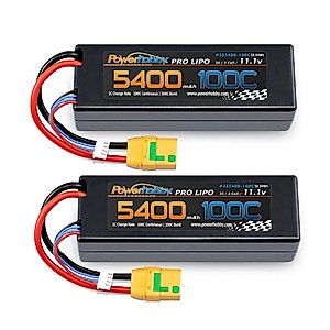 Powerhobby 3s 11.1v 5400mah 100c lipo Battery w XT90 Plug Hard Case (2 Pack) Fits : Arrma Kraton Nero Tyhpon Senton Tailon Outcast FAZON