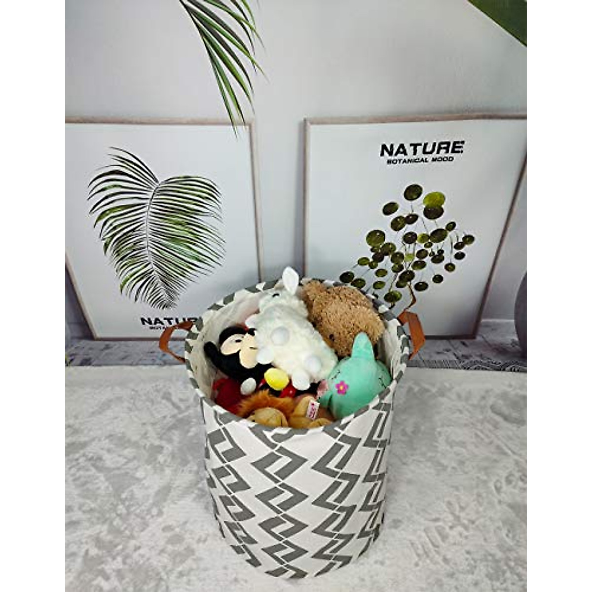 ASKETAM Fabric Laundry Basket Canvas Laundry Hamper for Dirty Clothes Toy Organizer Kid Nursery Room Decor Basket(Double seven)