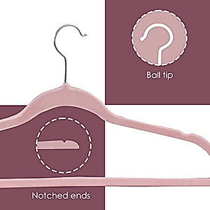 Sunbeam Velvet Slim 10 Piece Hangers, Pink