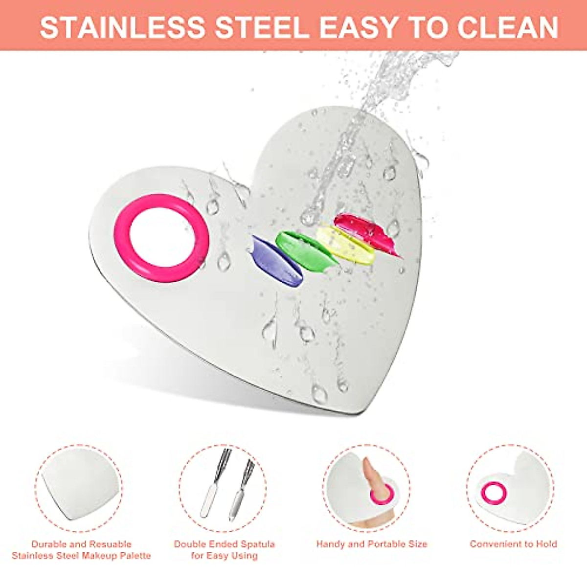 Necitorix Mixing Palette, Stainless Steel Makeup Foundation Mixing tray, Makeup Tool for Mixing Nail Gel Polish, Cosmestic (Heart Small)