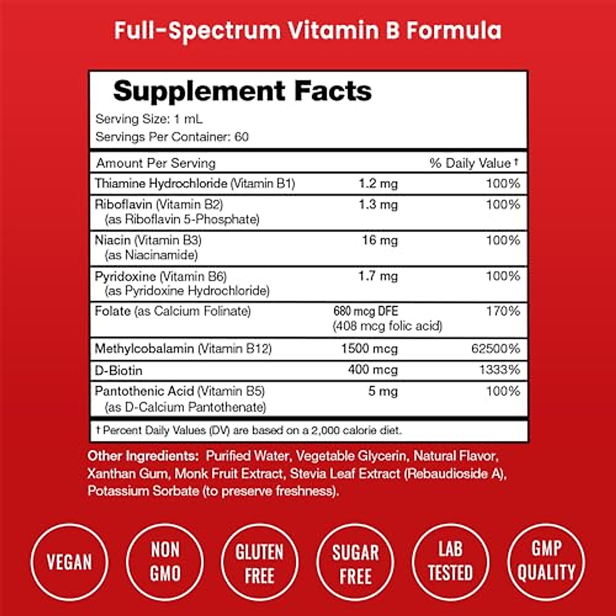 NutraChamps Vitamin B Complex Liquid Drops | B Vitamins Complex Supplement with B1, B2, B3, B6, B7, B9 & Methyl B12 Drops for Adults & Kids | Vegan Berry Flavor 2oz | 60 Servings / 2 Month Supply