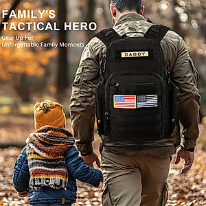 MIRACOL Military Diaper Bag for Men - Waterproof Multi-Pocket Organization Diaper Backpack for Travel Hiking Camping - Baby Gear for Active Dad Black