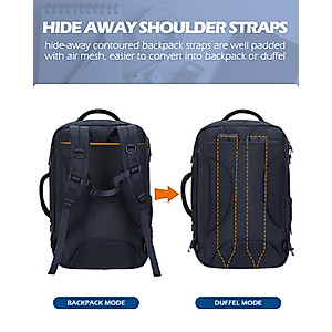 Hynes Eagle 44L Carry on Backpack Airline Approved Travel Backpack for Men Women Large Laptop Backpack 17 inch Nylon Backpack Overnight Weekender Bag Navy Blue