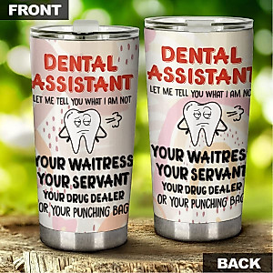 MEDROC Dental Assistant Tumbler - Stainless Steel 20oz, Funny Dental Accessories For Birthday, Christmas, Appreciation Week Gifts For Women, Men Coffee Cups (TBDA02)