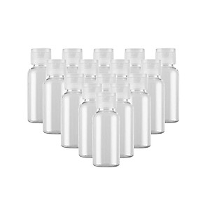 0.5oz Mini Clear Plastic Empty Bottle with Flip Cap Small Travel Bottles Storage Containers Jars for Cosmetic Sample Lotion Shower Gel Emulsion Toiletries - BPA-free - Set of 24