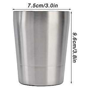 Anti Scald Stainless Steel Cup, Safe Clean Metal Beer Cup Wine Cups Stylish Simple Heat Insulation Durable for Bar(Natural small size 263ml)