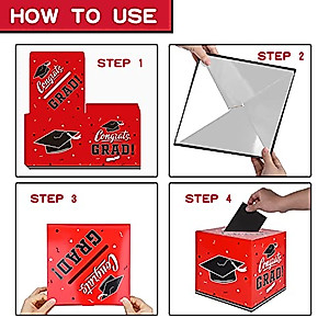 Gatherfun Graduation Party Decorations - Graduation Box for Gift and Cards - Party Favors and Supplies - Red.