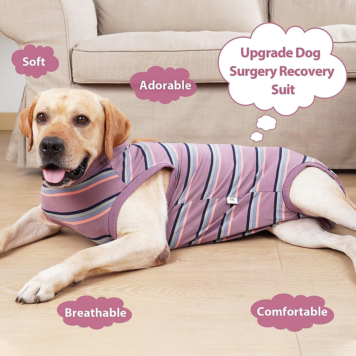 Coppthinktu Dog Recovery Suit Dog Surgery Recovery Suit Female, Dog Onesies Dog Surgical Recovery Suit for Small Medium Large Dogs, Pet Recovery Shirt Post Spay Abdominal Wounds (XX-Large)