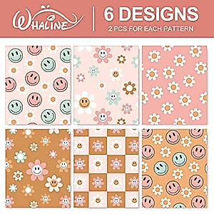 Whaline 12 Sheet Retro Boho Wrapping Paper Folded Flat Boho Floral Gift Wrap Art Paper for Birthday Wedding Baby Shower DIY Crafts Gift Packing Supplies, 19.7 x 27.6 Inch, 6 Design