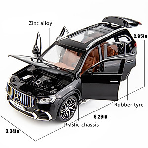 WAKAKAC Benz GLS63 AMG Model Car 1/24 Alloy Diecast Collectible Pull Back Toy Car with Light and Sound Door Can Be Opened for Kids Boys Gift (Green)