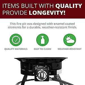 Kinger Home 20" Portable Propane Fire Pit for Camping with Carrying Strap, 52,000 Btu, Portable Campfire, Smokeless Fire Pit, Outdoor Heater Propane Gas Fire Pit Black