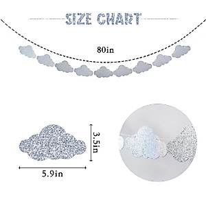 LINZYING Silver Shiny Cloud Banner - Engagement Bride Wedding Decoration,On Cloud Banner,On Cloud Nine Banner,On Cloud 9 Birthday Banner,On Cloud Birthday Banner for Girls (Cloud Banner)