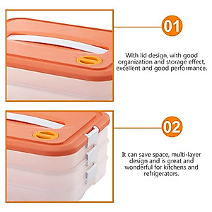 DOITOOL Dumpling Freezer Case Refrigerator Food Storage Container Box: 3- Layer Flat Fridge Organizer case with lids Plastic Stackable Food Keeper Tray for Dumpling wonton Food Preservation Tray