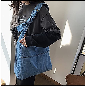 Women Denim Tote Bag Denim Shoulder Bag Hobo Crossbody Handbag Casual School Work Beach Bag(A13)
