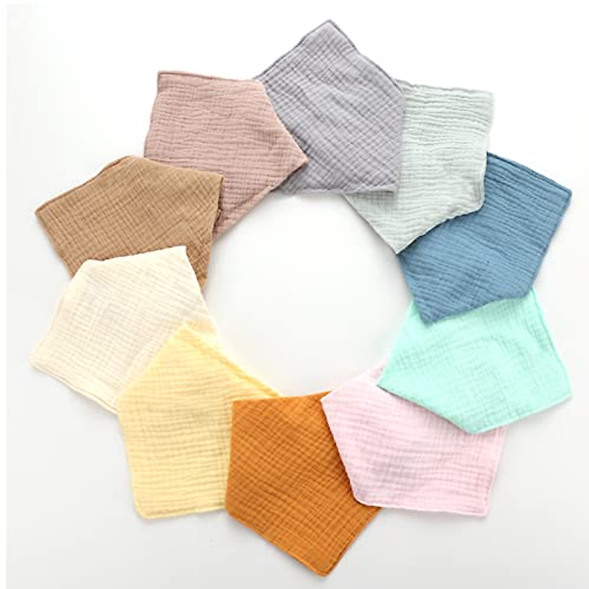 AIXMEET 10 Pack Muslin Baby Bibs, Absorbent Baby Bandana Drool Bibs, Solid Colors Set for Teething and Drooling, Stylish Unisex Bibs, Soft Teething Bibs for Infants, Easy to wash, easy to put on
