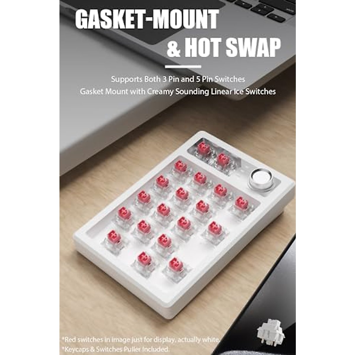 TISHLED Gasket Creamy Mechanical Numpad Programmable Macro Keypad Wireless 2.4G/Bluetooth 5.0/Wired USB-C RGB Backlit Hot Swappable Number Pad Rechargeable Numeric Keyboard Metal Knob for Win/Mac