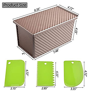 Bread Pans, Pullman Loaf Pan with Lid, Non-Stick Long Loaf Pans for Baking Bread, Aluminum Alloy Baking Bread Toast Mold with Dough Scraper Cutter