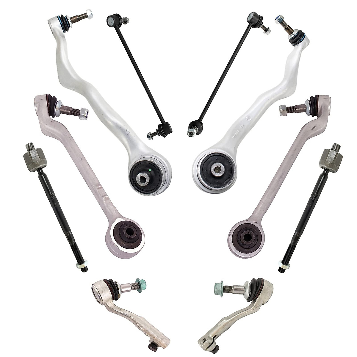 TRQ Front Steering & Suspension Kit Control Arm with Ball Joint Sway Bar Stabilizer Link Tie Rod Compatible with BMW