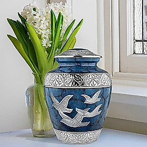 Trupoint Memorials Cremation Urns for Human Ashes - Decorative Urns, Urns for Human Ashes Female & Male, Urns for Ashes Adult Female, Funeral Urns - Dark Blue, Large