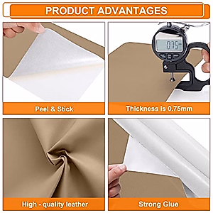 Leather Repair Tape Patches - 4 x 63 inch Self-Adhesive Leather Repair Patch for Couch - Vinyl Leather Repair Tape Kit for Furniture,Car Seat,Sofas,Chairs,Handbags,Jackets, Dark Beige