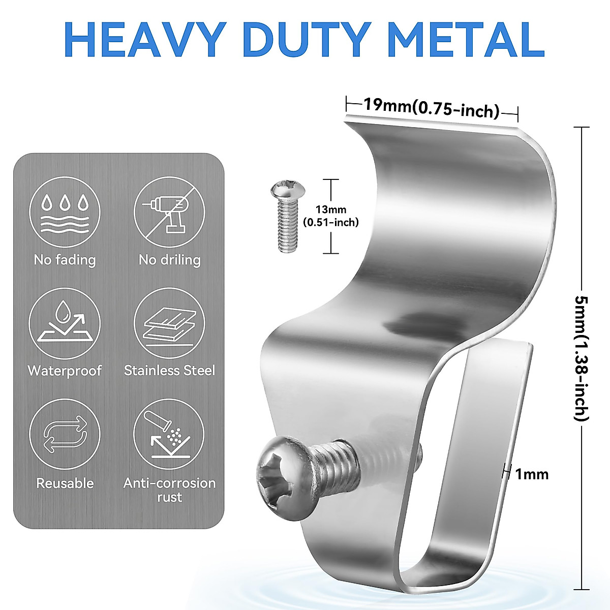 HUXOR 10-Pack Vinyl Siding Screws Hooks for Home Security Camera, Outdoor No-Hole Camera Mount Hanger for Blink, Arlo, Ring, Stainless Steel Siding Clips