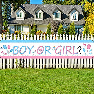 Large Boy or Girl Yard Sign Banner Gender Reveal Party Decorations Hanging Banner Party Supplies for Outdoor Birthday Party Decorations