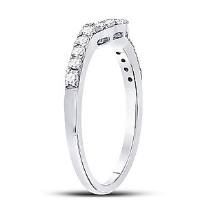 FB Jewels 14K White Gold Womens Round Diamond Curved Wedding Band Ring 1/4 Cttw Size 6