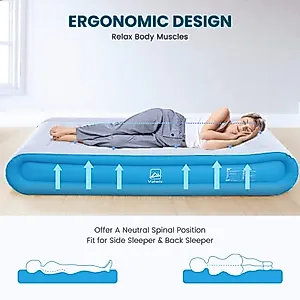 Valwix Queen Air Mattress with Built-in Pump & Pillow, 17'' Height Air Bed w/Supportive Tech, Inflatable Mattress for Home & Travel, 660 LBS Capacity