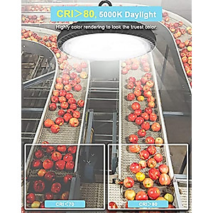 Qmix LED High Bay Light 150W 22,500LM 1-10V Dimmable with 5' Cable W/US Plug, UFO High Bay Light 5000K Daylight 600W MH Replacement, Commercial Bay Lighting DLC/ETL Listed