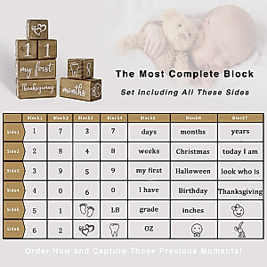Baby Monthly Milestone Blocks for Boy or Girl, 7 Blocks, Milestones Age Block Set for Baby Shower, Pregnancy Countdown, Baby Age Photo Blocks