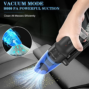 Air Duster & Vacuum 2-in-1, Cordless Electric Compressed Air Blower for Computer Keyboard Cleaning, Portable Handheld Electronics Car Computer Duster, Powerful 77000RPM Motor