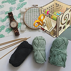 All in One Wooden Yarn Bowl for Knitting - Multi Purpose Yarn Ball Box for Crocheting - Multifunctional Knitting Tool - Gifts for Crochet Lovers