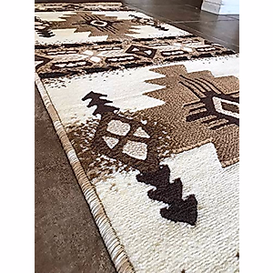 Champion Rugs Southwest Native American Navajo Aztec Tribal Indian Ivory Carpet Area Rug (32 Inch X 15 Feet 6 Inch Runner)