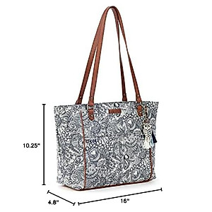 Sakroots Womens Metro Tote Bag in Coated Canvas Large Roomy with Zip Closure Sustainable Durable Design Linin, Navy Spirit Desert, One Size US