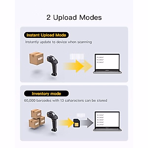 Inateck Bluetooth Barcode Scanner, 2D 1D Wireless Handheld Scanner, QR Code Scanner, Equipped with a Touchscreen and Smart Base, CMOS+CCD Dual modules, Larger scanning Range, Supports app SDK, P8.