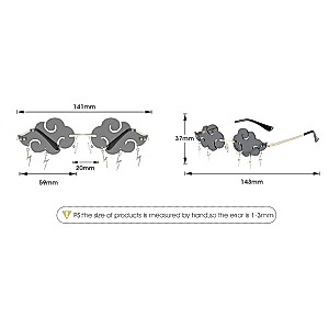 laureles/Women's Rimless Cloud Lightning Shaped Sunglasses Men Sunglasses Irregular Clouds Glasses Shades UV400 (Navy Blue)