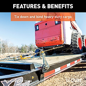 CURT 80311 20-Foot Transport Binder Chain, 3/8-Inch Clevis Hooks, 26,400 lbs Break Strength, Load Tie-Down, Trailer, Flatbed