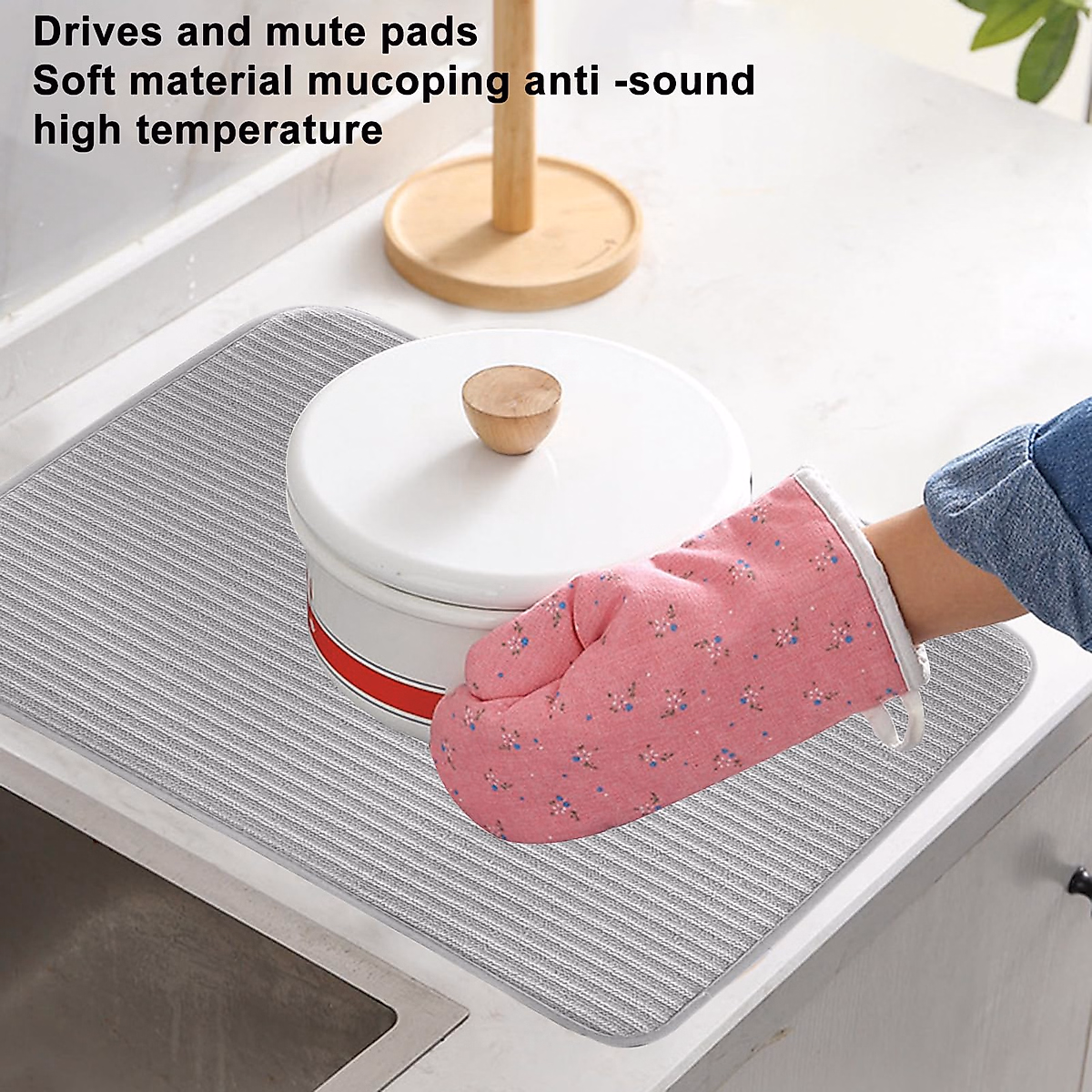 Large Dish Drying Mat Ultra-thick Non-slip Super Absorbent Kitchen Counter Dish Drying Pads Dish Drainers, 2Pcs (Medium)