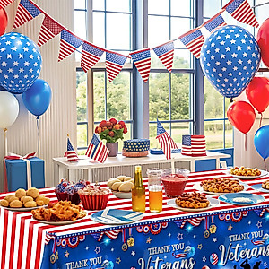 54*108 Inches Veterans Day Decorations Tablecloth, 3Pieces Thank You Veterans Tablecloth Happy Veterans Day Decorations Table Cover, Veterans Day Table Decorations for Patriotic Party Decorations