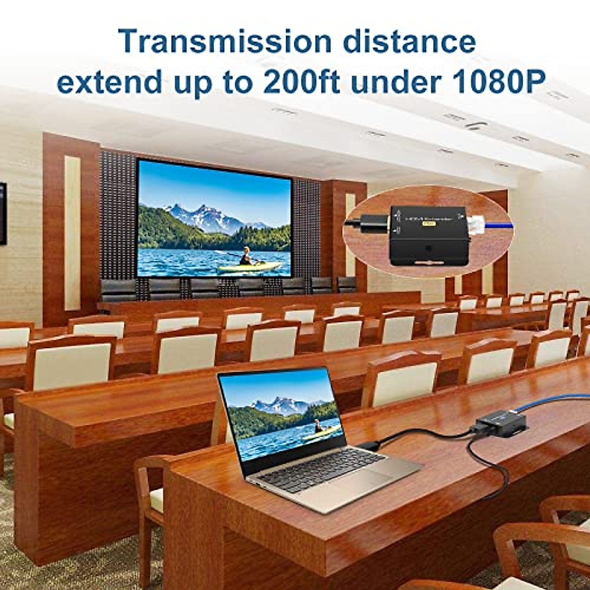 VPFET HDMI Extender Over Single Cat5e/6 HDMI Over Ethernet Up to 200Ft Repeater Balun Transmitter Receiver Power On Cat Support Full 1080p 3D HDCP EDID Copy from Displays