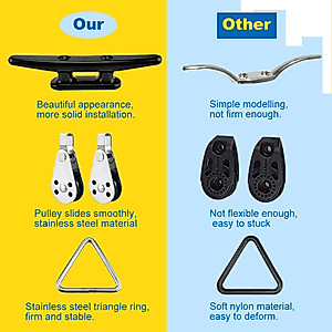 Yetaha Kayak Canoe Anchor Trolley Kit, 30Feet Nylon Rope Cleat Ring Pulleys Snap Hook Camel Back Screw Rivets Accessories for Kayak Canoes Boat