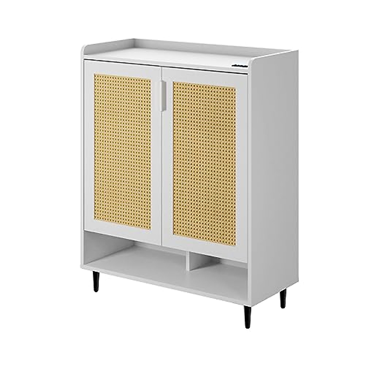 UpWiew Shoe Cabinet with Rattan Door, 5-Tier 31" Lx14 Wx38 H White